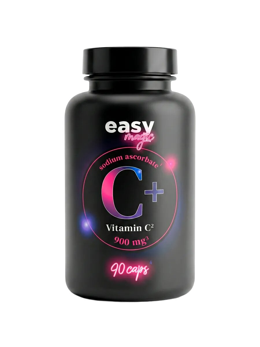 Витамин C Easy Magic, 90 капсул, некислотная формула 900 мг