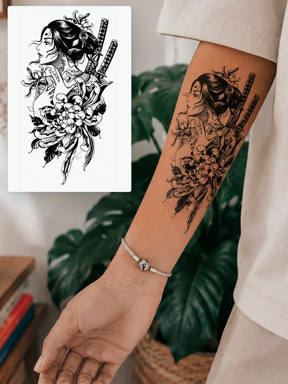 Tattoo'шки Временная тату "Самурай" 12*19см временная татуировка