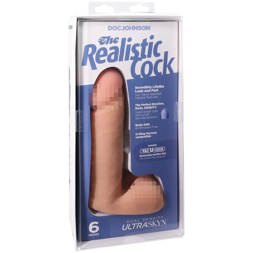 Doc Johnson 6 Realistic Cock фаллоимитатор на съемной присоске и для страпонов 19,8 см
