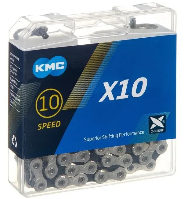 Цепь KMC , модель X10 (116 звеньев, 10 - скоростей) Тайвань, замок в комплекте