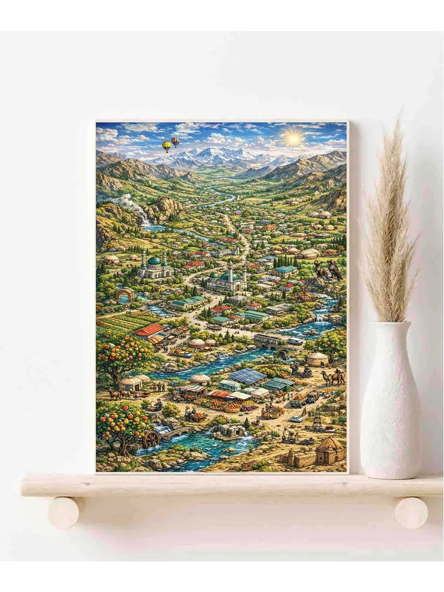 Исфана, Кыргызстан, Fantasy Map, Карта, Плакат 30x42см