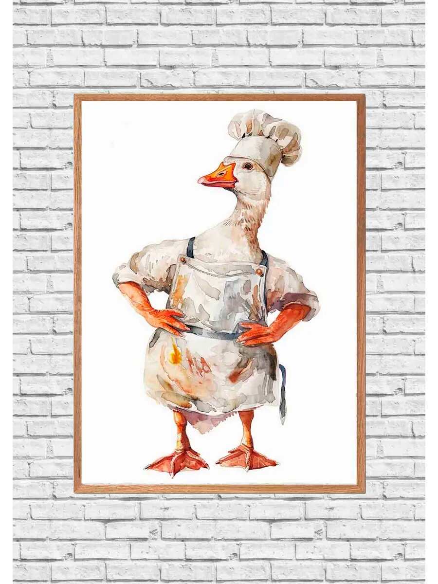 Шеф-повар из гусиного мяса готовит 2, Плакат 30x42см