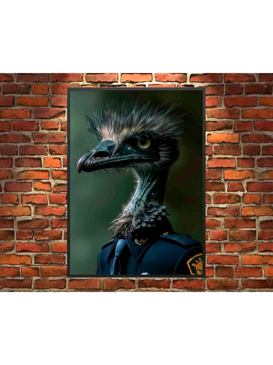 Птица Эму-полицейский 2, Плакат 30x42см