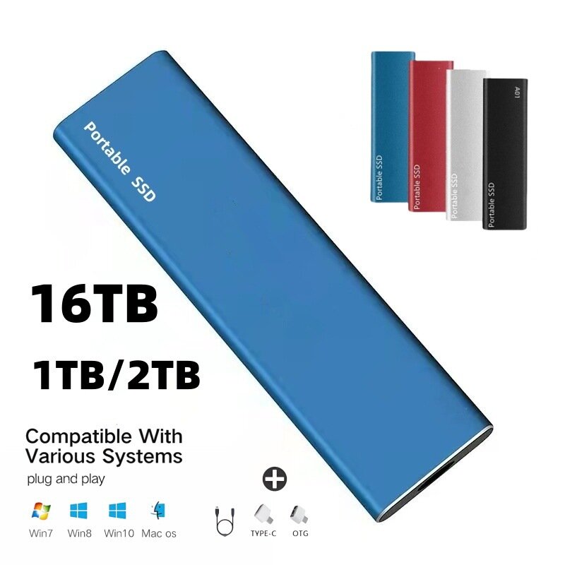 4 ТБ портативный SSD внешний жесткий диск, высокоскоростной USB 3.0, компактный черный дизайн для ноутбука и ПК