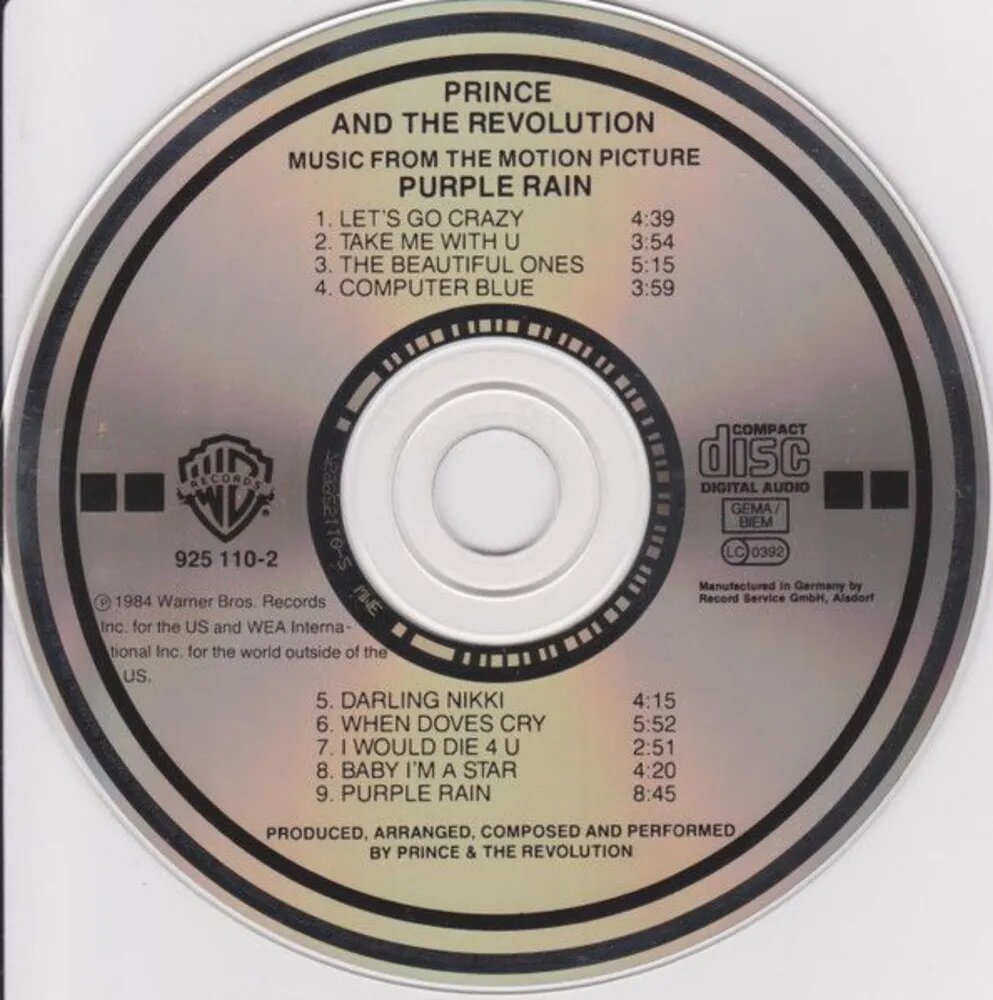 Музыкальный CD Prince And The Revolution - Purple Rain (Warner Bros. Records, Europe) — фото 1