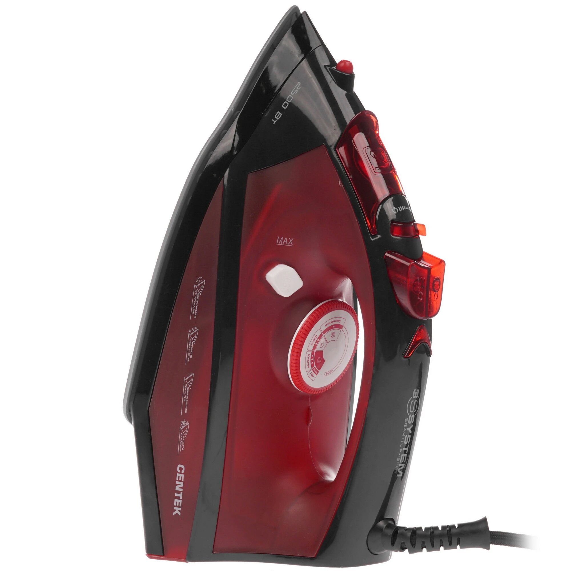 Утюг CENTEK CT-2355 керамика, мощность 2500 Вт, 270 мл, RED.