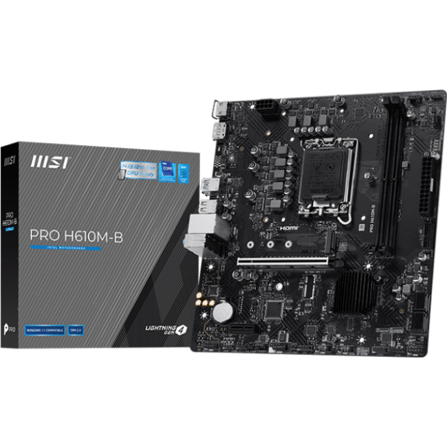 MSI PRO H610M-B (RTL) LGA1700 H610 PCI-E HDMI+DP GbLAN SATA MicroATX 2DDR5