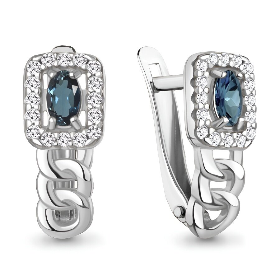 Серьги, серебро, 925 проба, фианит, Лондон топаз