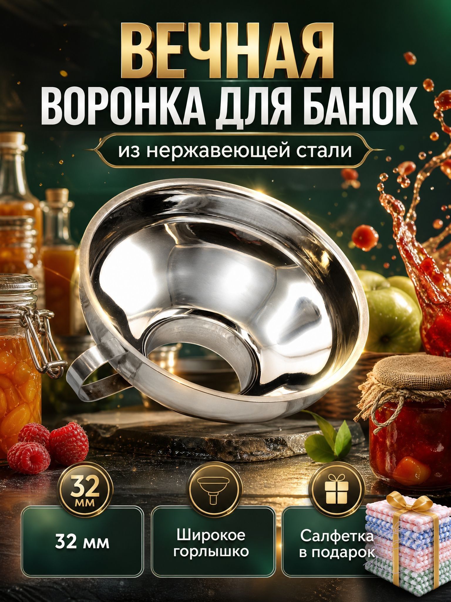 Воронка кухонная, диаметр 10.5 см, 1 шт