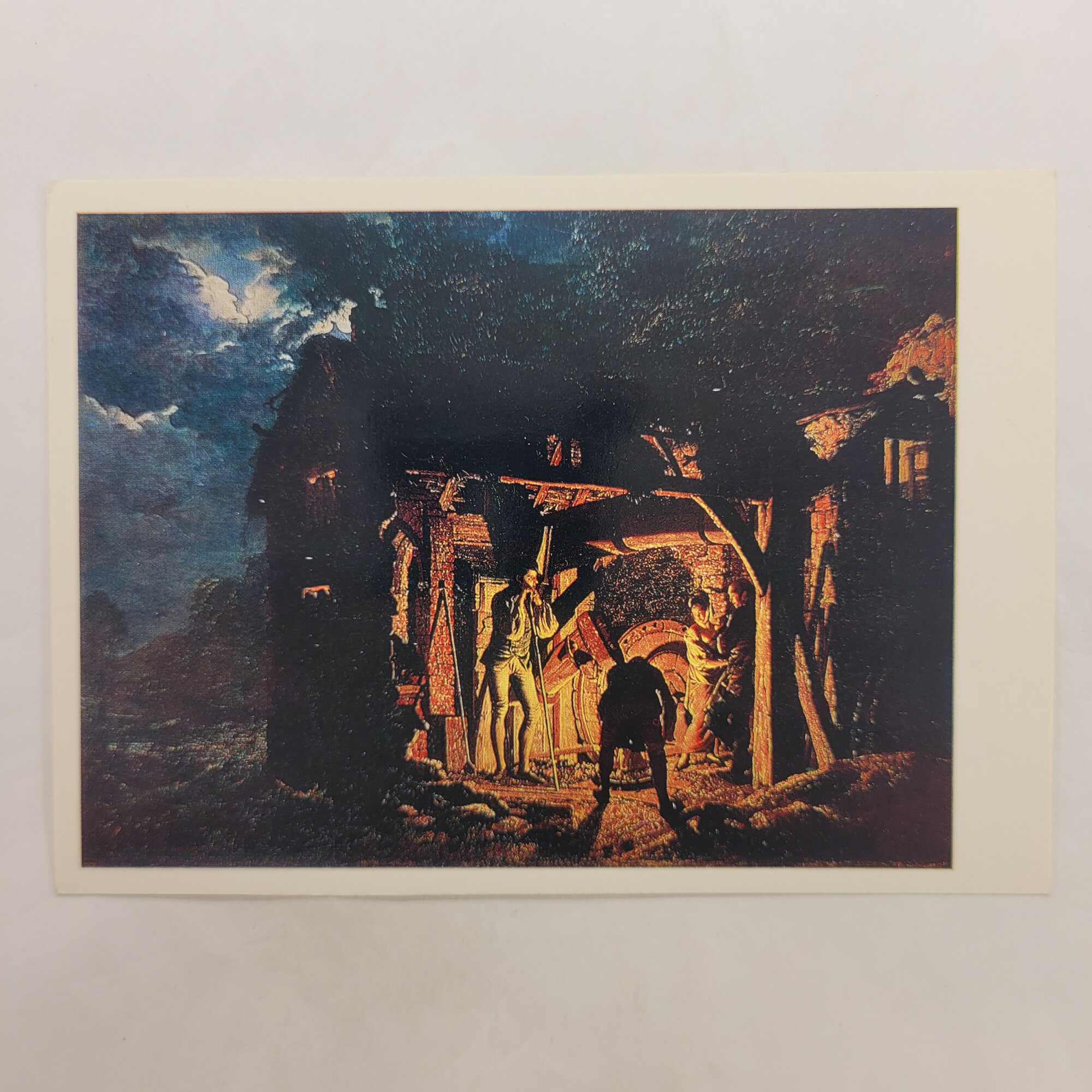 Открытка советская СССР. Мастерская кузнеца на картине Джозефа Рейта. Винтаж