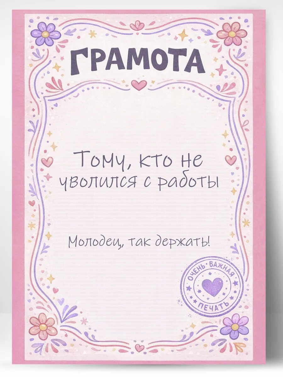 Грамота диплом в подарок - Тому, кто не уволился с работы