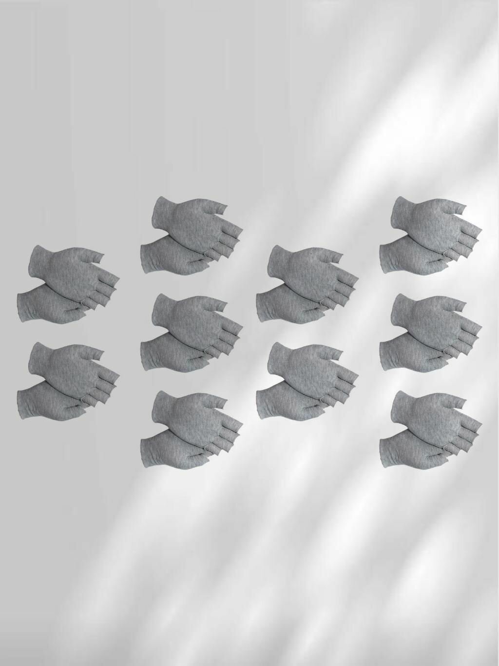 Рабочие перчатки без пальцев, - Серые 10 пар