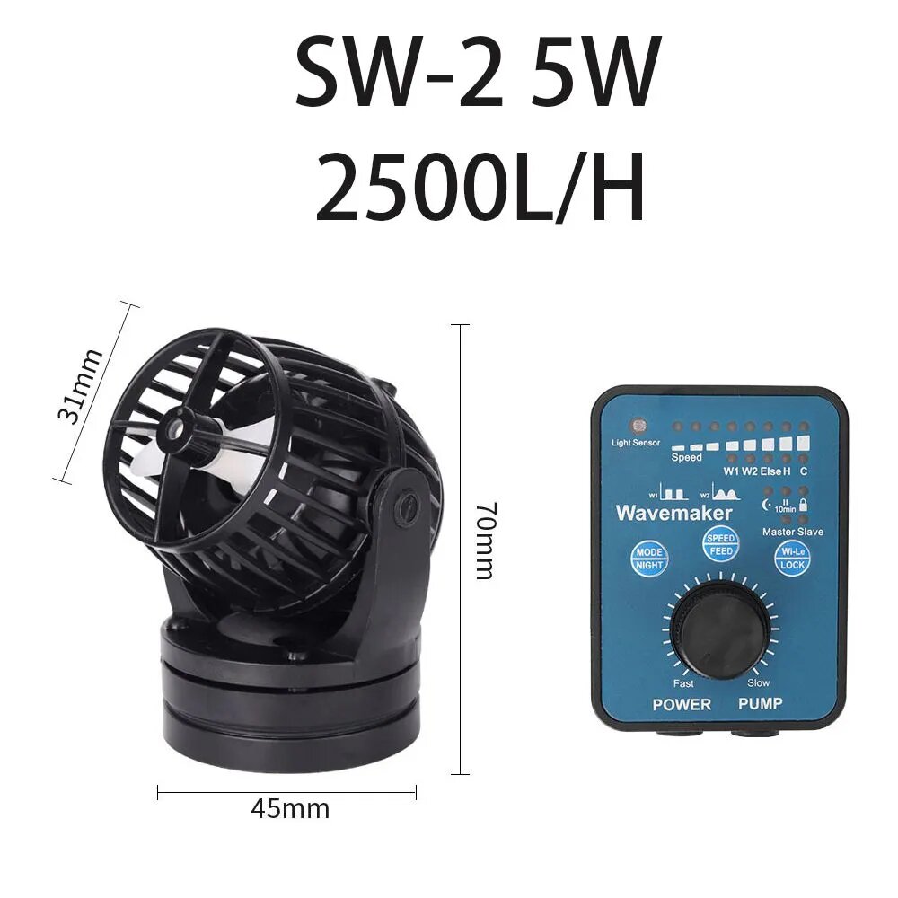 Аквариумный волновой насос JEBAO, SW-2 5 Вт 2500 л / ч с регулятором скорости, подходит для стекла 8 мм