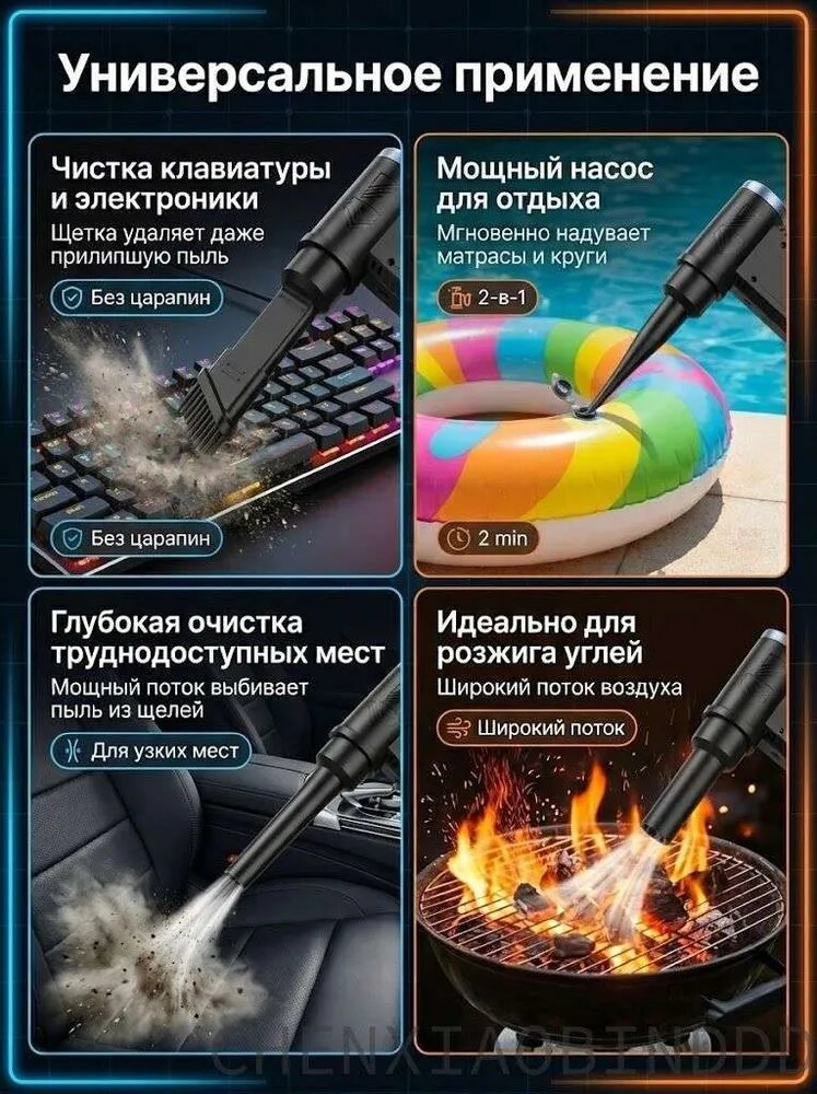 Мощный Турбовентилятор Jet Fan 200 Вт, Бесщеточная воздуходувка для ПК и авто, Электрическая продувка