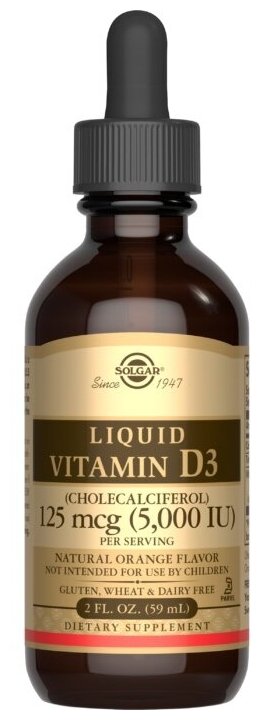 Liquid Vitamin D3 (Жидкий Витамин Д3 ) 125 мкг (5000 IU) 59 мл с апельсиновым вкусом (Solgar)