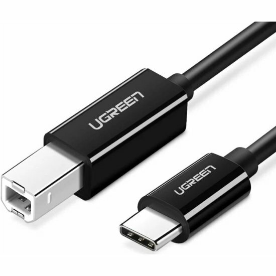 Кабель Ugreen US241 USB-C - USB-B, для подключения ноутбука, ПК к сканеру, принтеру, серверу, черный(50446)
