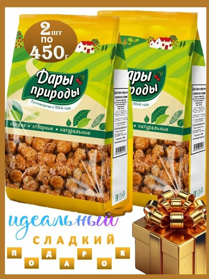 Арахис в карамели 2шт*450г Дары Природы с тростниковым сахаром, жареный,