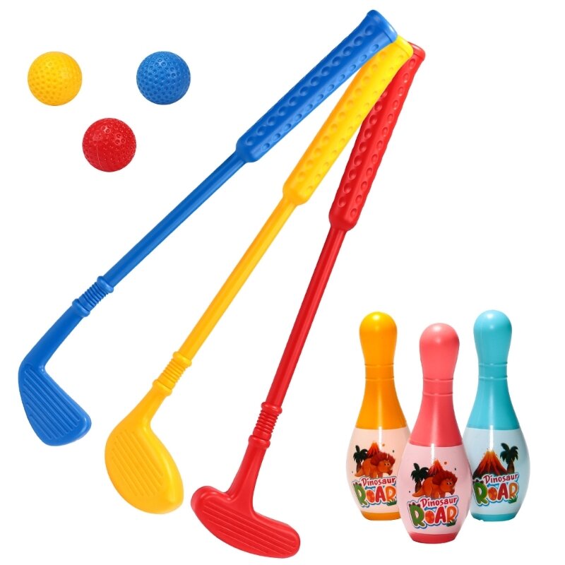 Веселый Детский Набор Для Игры В Гольф-Боулинг С Удобной Ручкой, Мячом Для Клюшки Для Гольфа И Кеглей Для Боулинга Для Детей, Занимающихся Спортом В помещении И На открытом воздухе