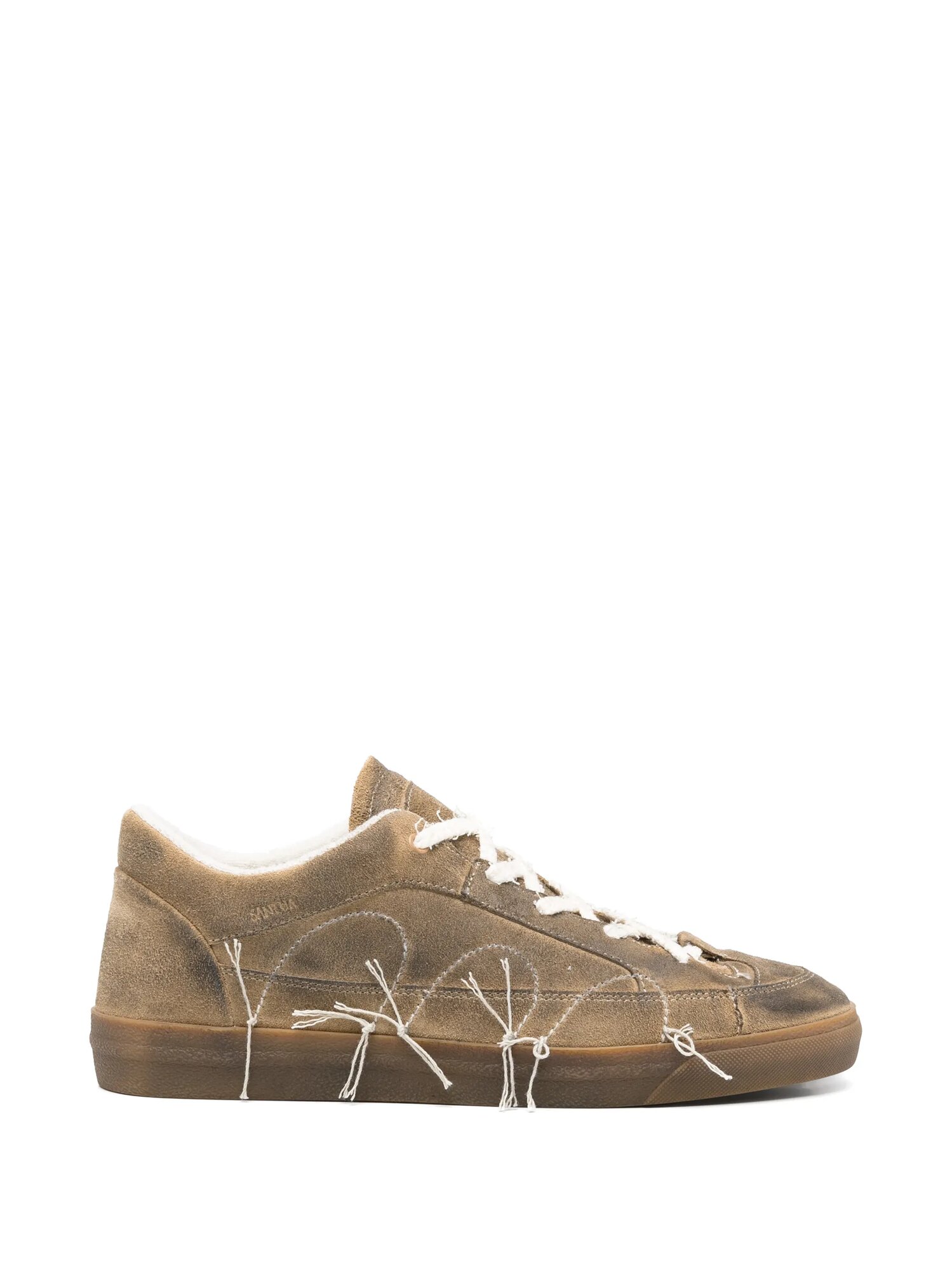 Кроссовки SANTHA Destroyed taupe embroidered sneakers