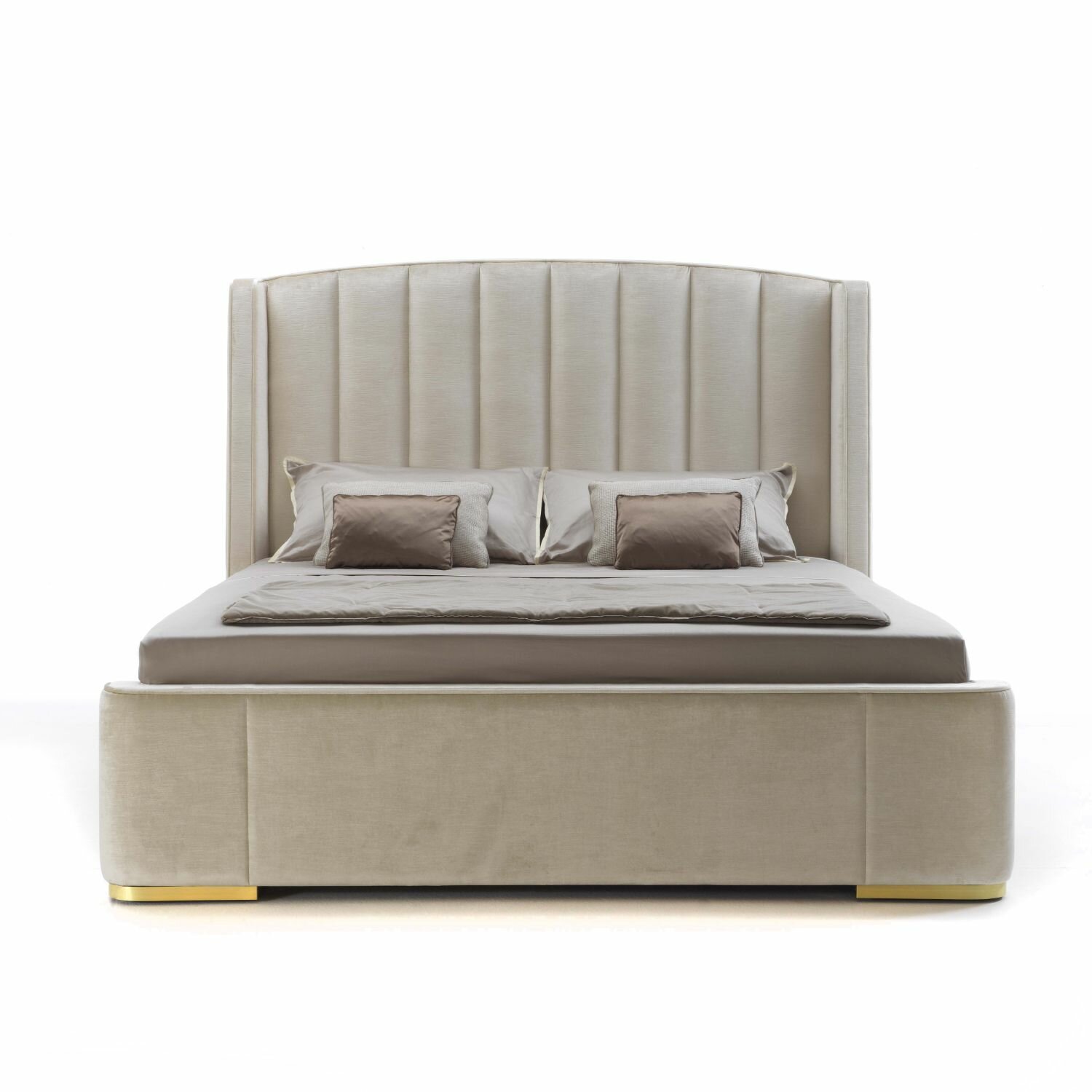 Двуспальная кровать Madison 180х200, высота изголовья 150 см, с подъемным механизмом и ящиком для белья, бежевый