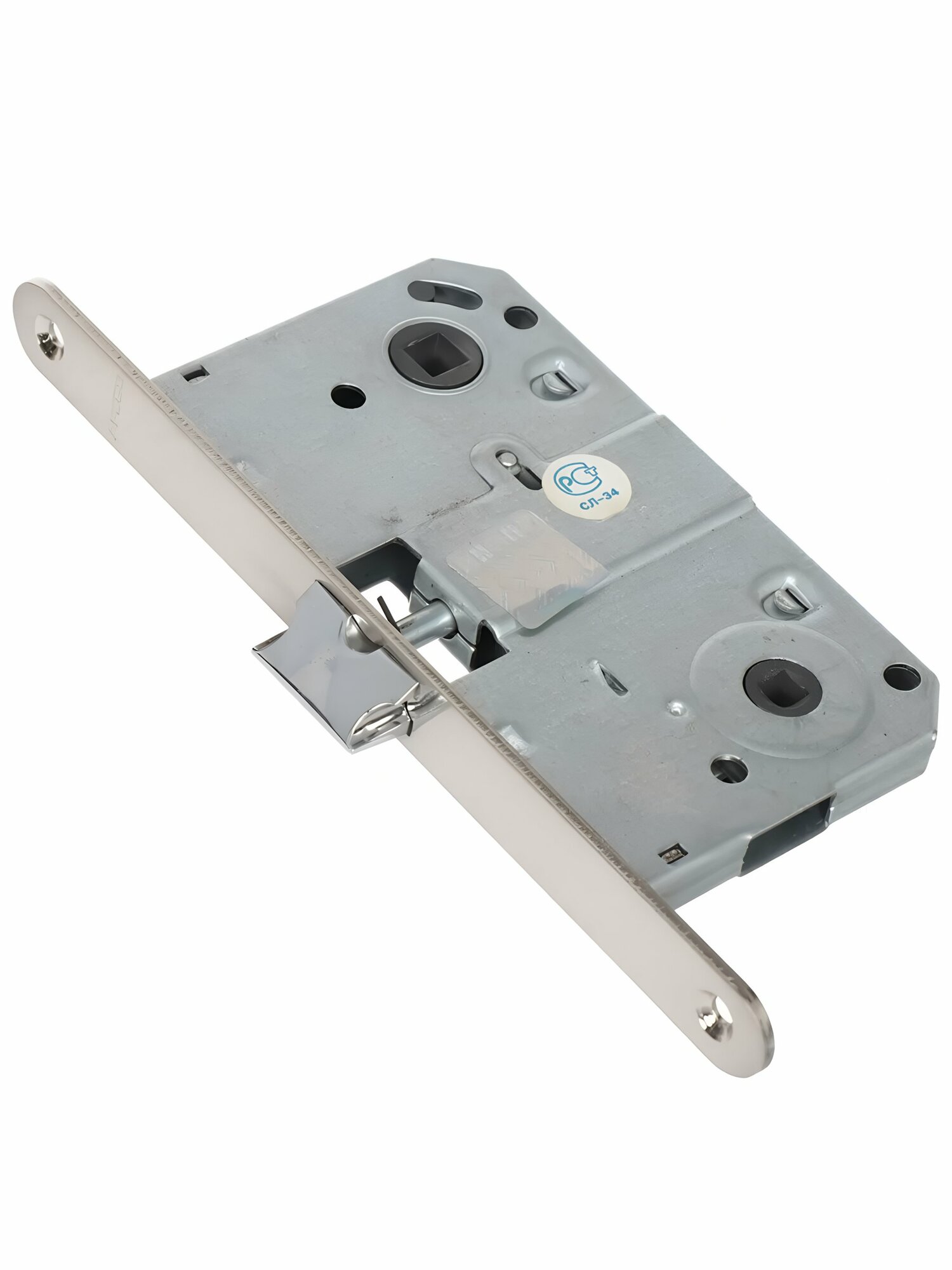 Защелка врезная, Apecs, 5300-WC-Ni, язычок металлический, с фиксатором, без ручек, никель