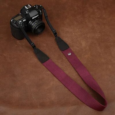 Малиновый регулируемый хлопковый ремешок для фотоаппарата винтажного стиля совместимый с камерами Sony Canon Leica