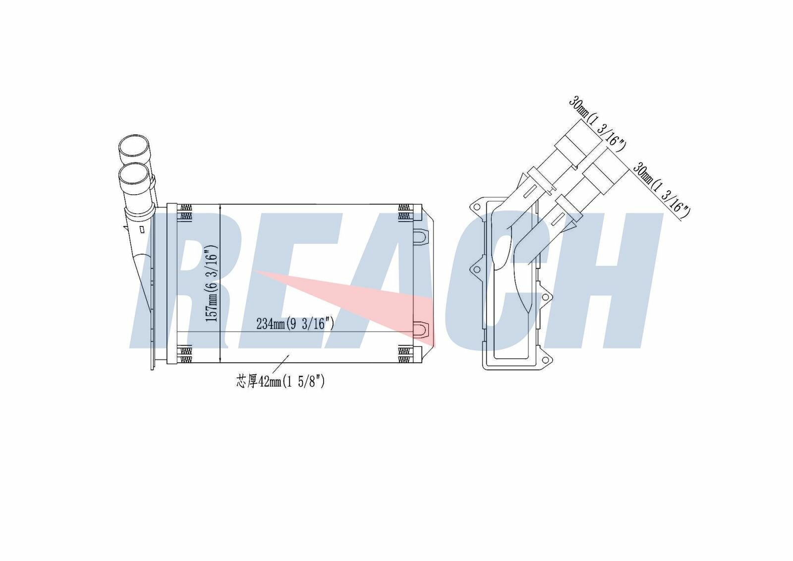 Радиатор отопителя REACH 1.18.12698 Citroen Xantia