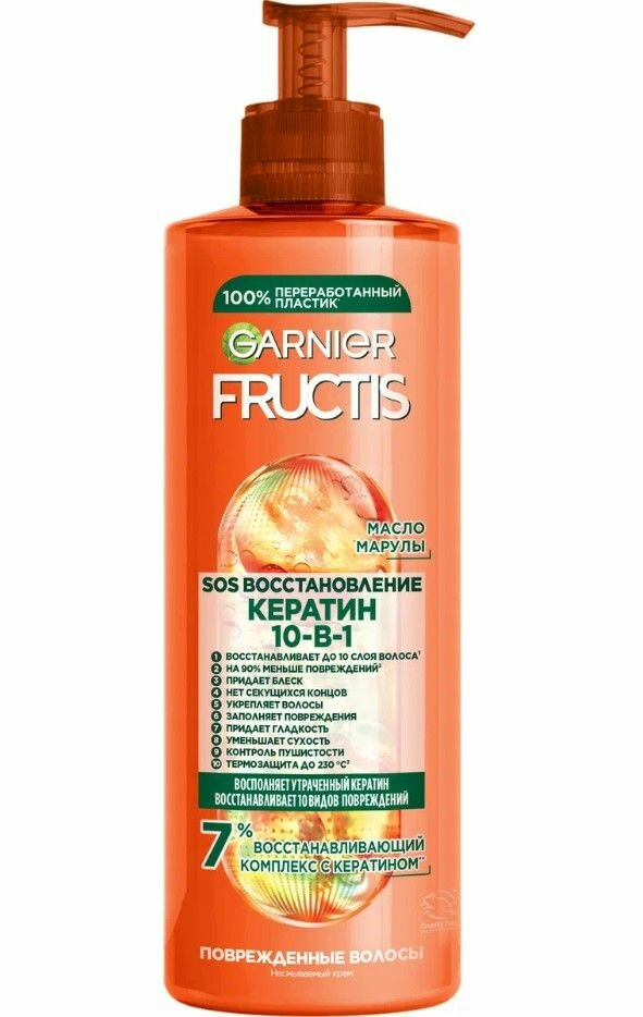 Garnier FRUCTIS Несмываемый крем для волос "SOS восстановление" кератин 10в1 400мл