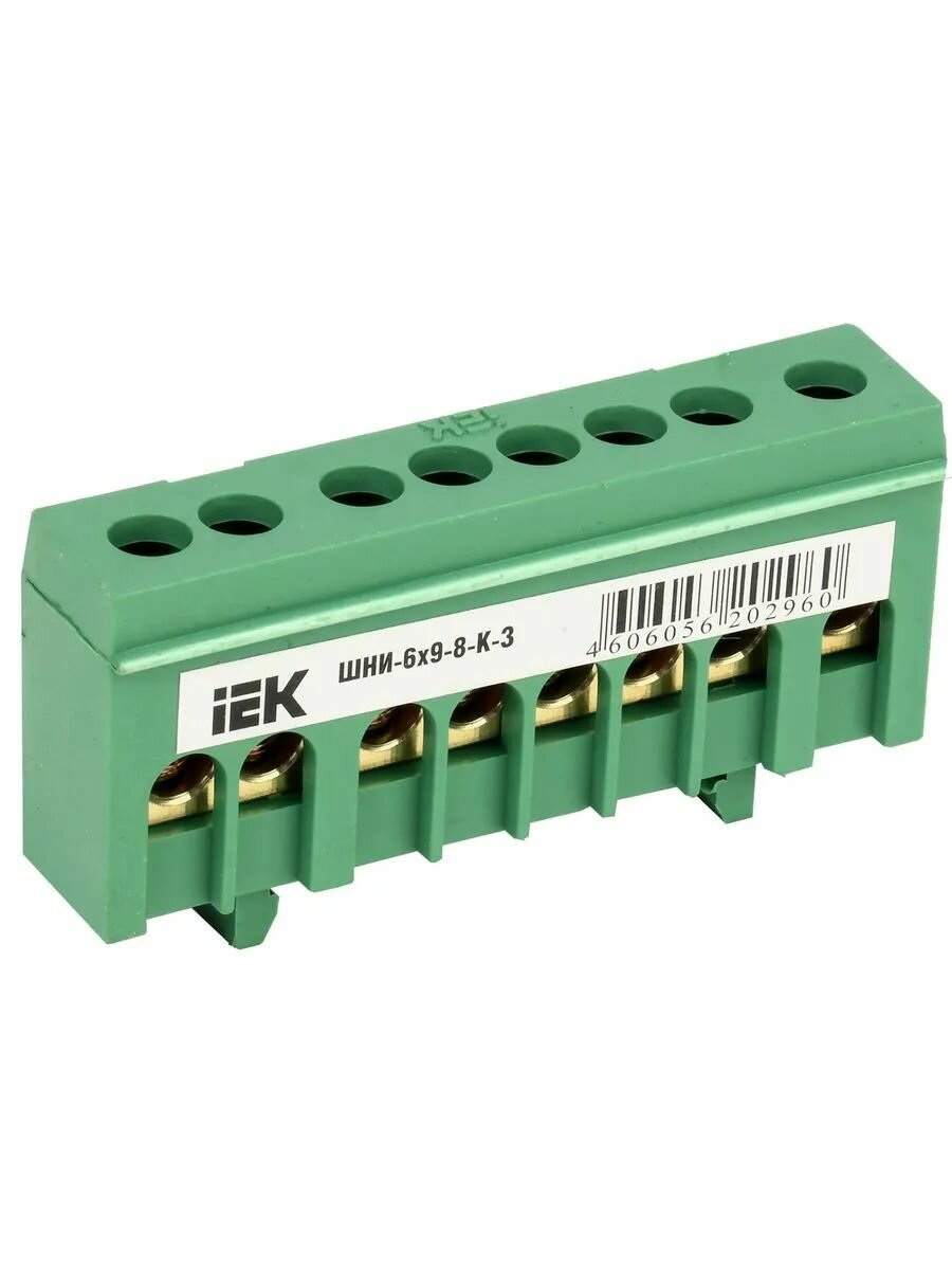 Шина PE "земля" в корп. изол. на DIN-рейку зел. IEK YNN10-69-8KD-K06 ( 1шт. )