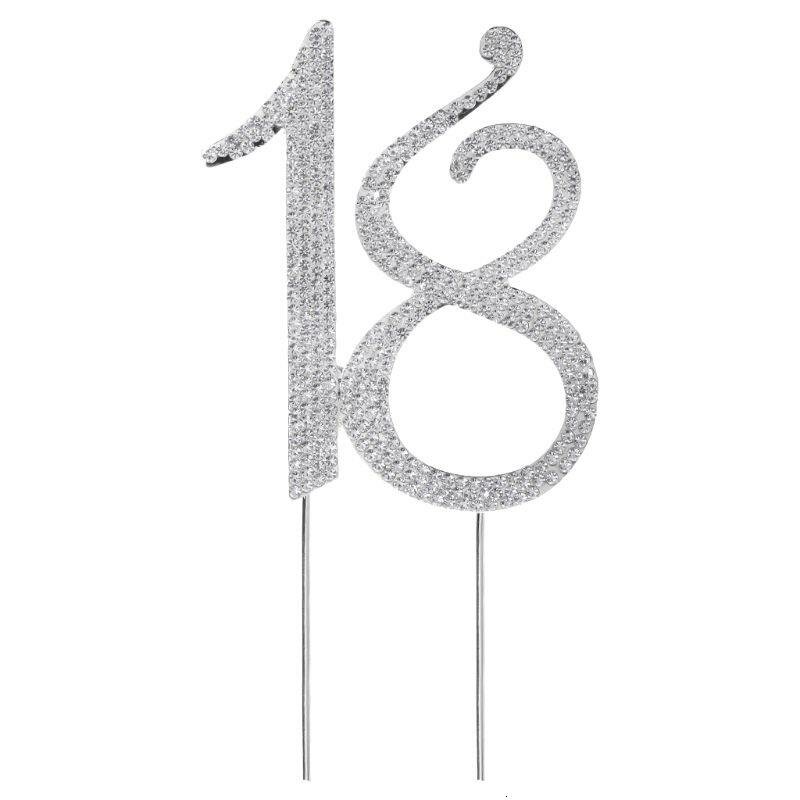 Бриллиантовый топпер «18» для торта, 18 серебряных