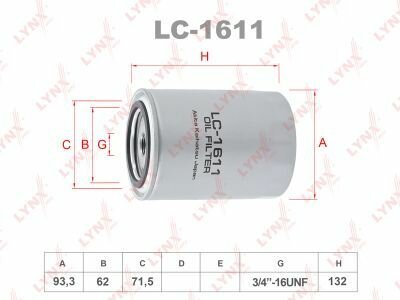 LYNXauto Фильтр масляный форд ренджер / FORD RANGER (ER, EQ, R_) 1999-2006 LC1611