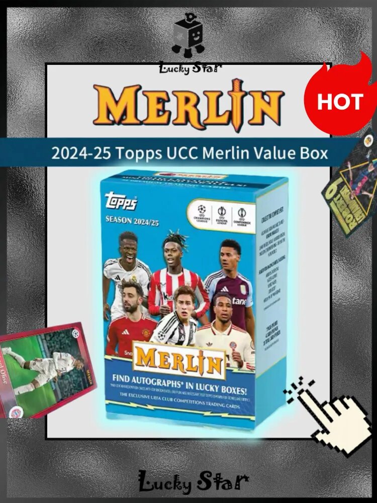 TOPPS Merlin UCC 2024-25: Коробка коллекционных карточек Чемпионата Европы (UEFA Champions League) Value Box 7 пакетов (28 карточек)