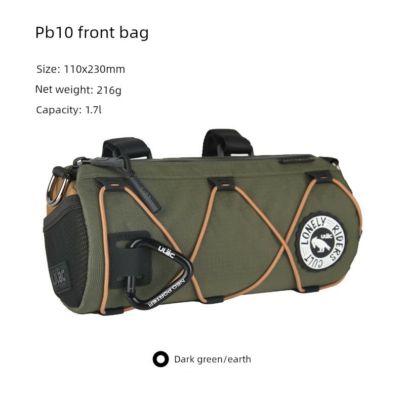PB10 1,7 л Водонепроницаемый Велосипедный Багажник На Руль - Лесной Зеленый / Бежевый Бок