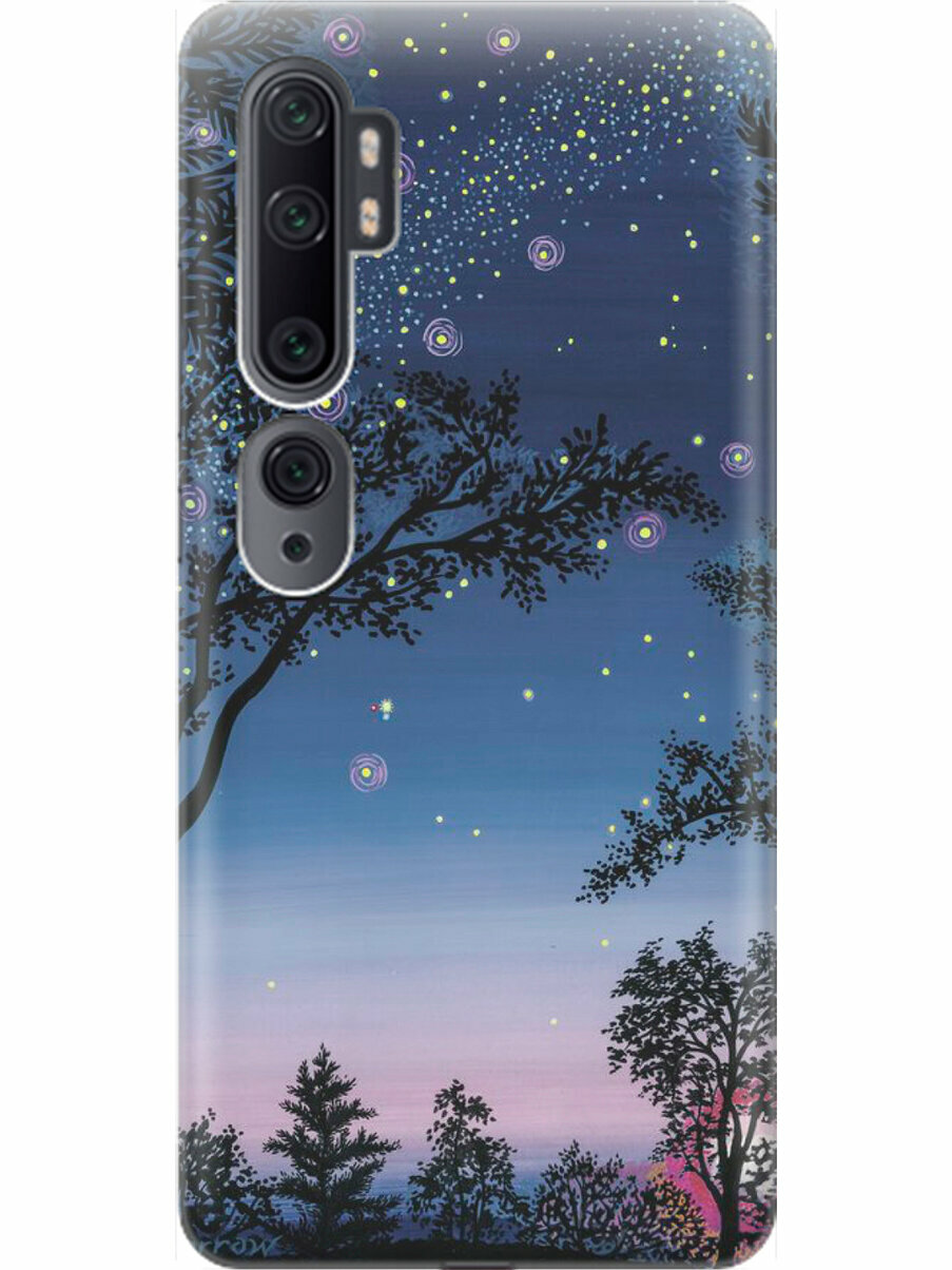 Ультратонкий силиконовый чехол-накладка для Xiaomi Mi Note 10, Note 10 Pro с принтом "Деревья и звезды"