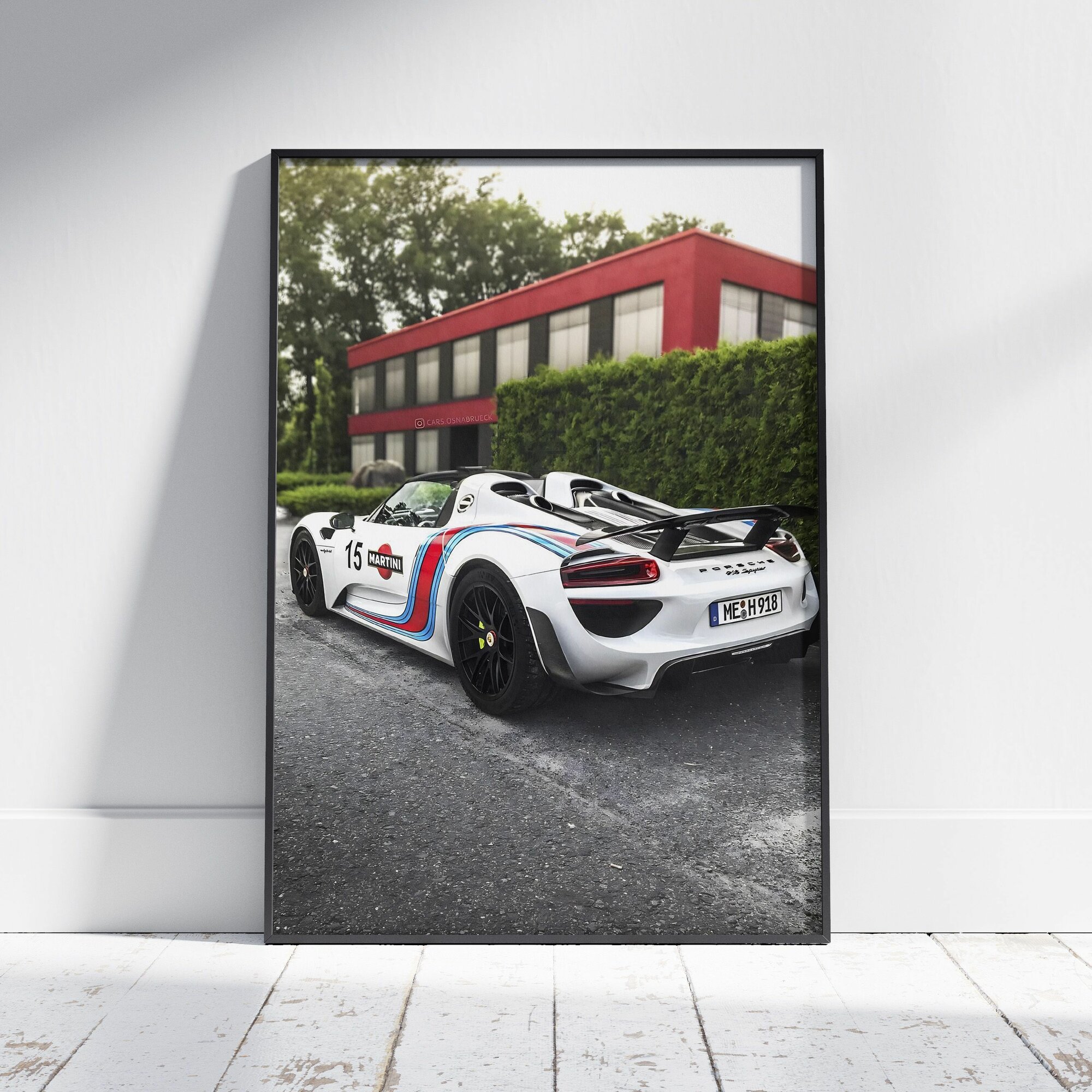 Плакат на стену для интерьера Культовые машины (Porsche 918 Spyder 7) - Постер по легендарным и классическим ретро автомобилям формата А4 (21x30 см)