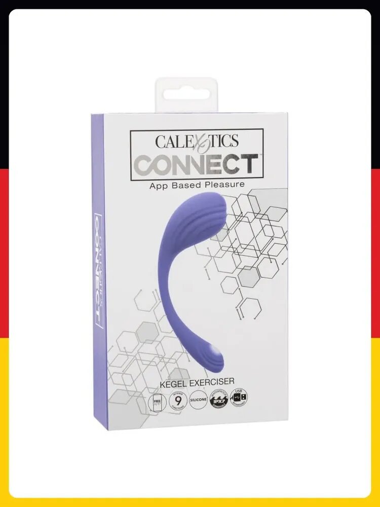 Рельефный вибромассажер-тренажер кегеля CALEXOTICS CONNECT™ KGL EXRCSR, 18,5 см, 9 режимов, синий