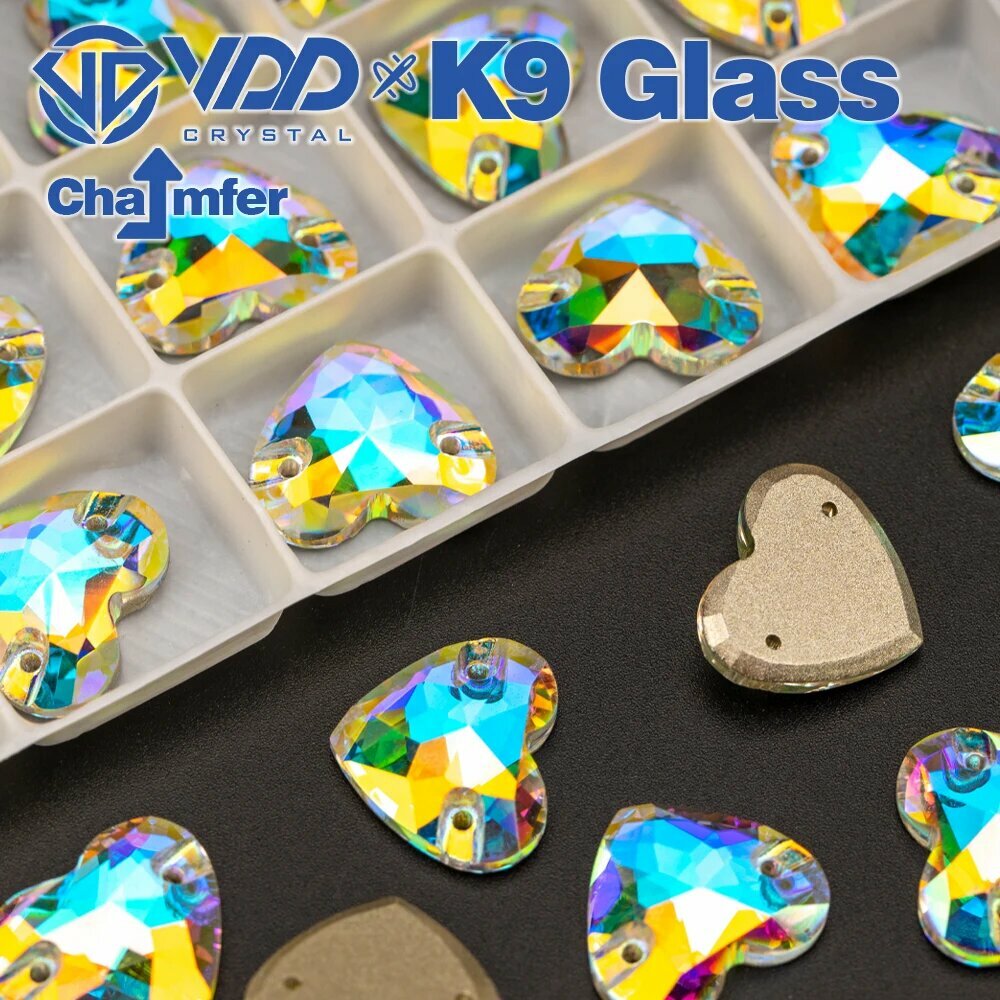 Стразы сердце K9 Glass VDD, AAAAA, Chamfer