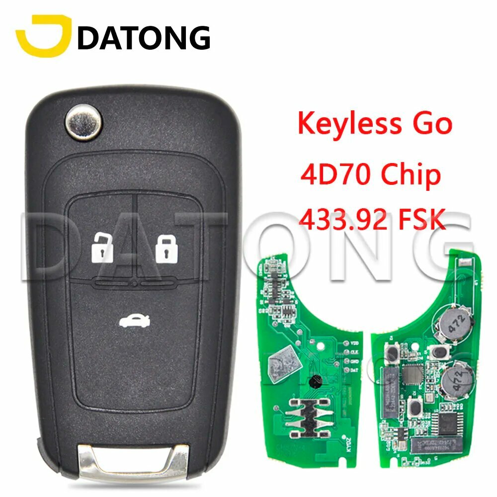 Автомобильный пульт дистанционного управления Datong World для Chevrolet Monza 4D70 чип 433.92FSK, бесключевой Выкидной ключ с необработанным лезвием HU100
