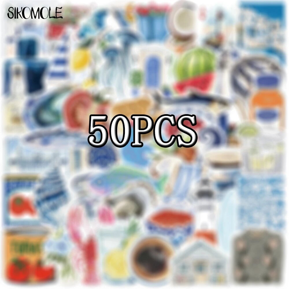 Наклейки SIKOMOLE синий океан 50 шт, YCK132