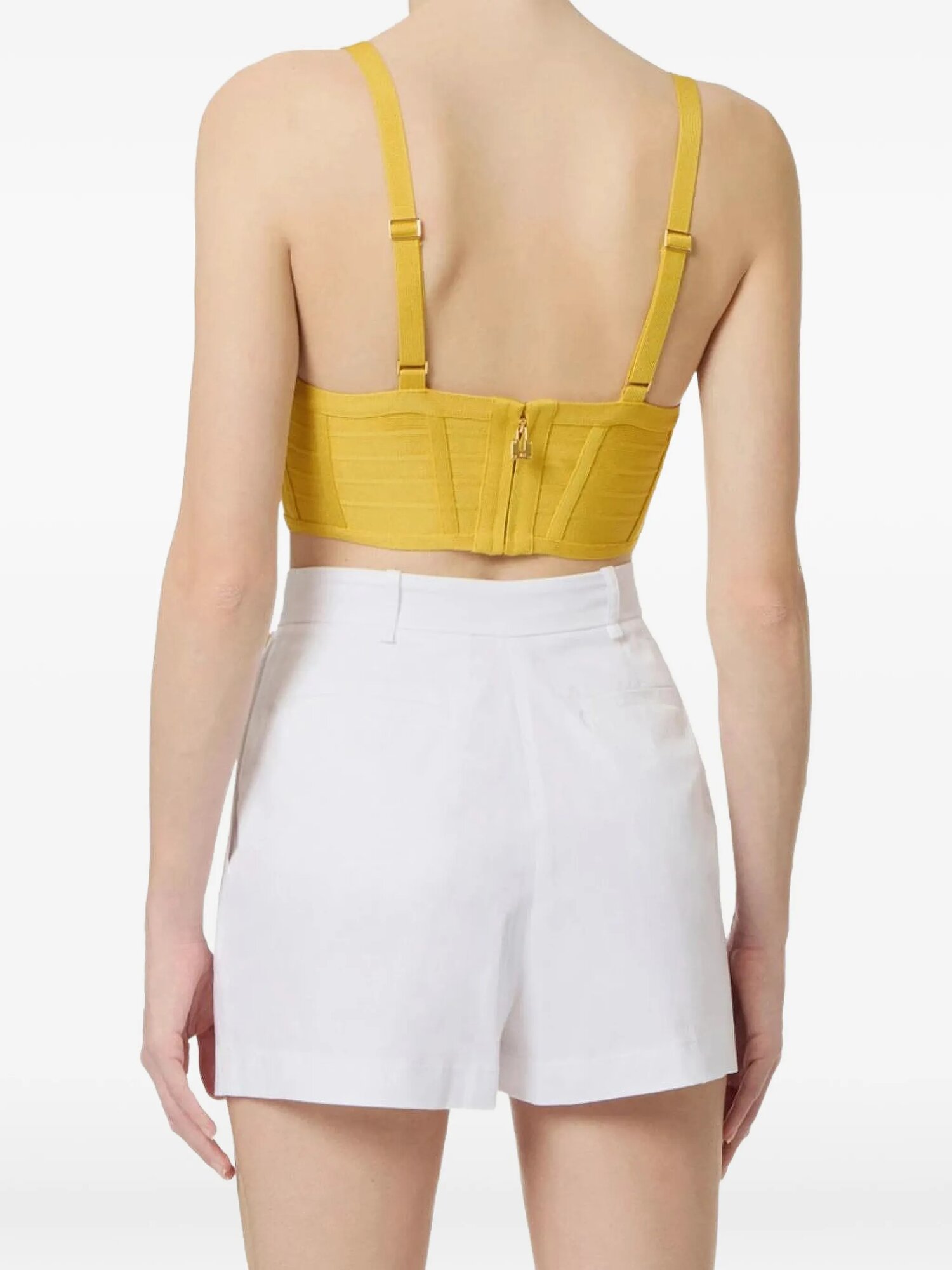 Топ Elisabetta Franchi 3D knit crop top, размер 42, yellow — фото 1