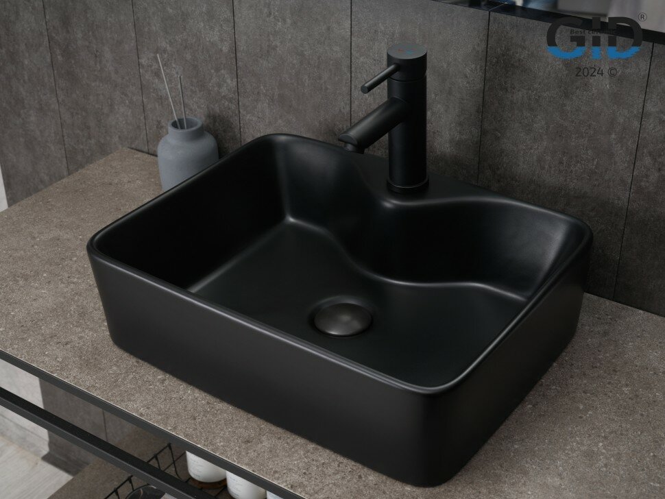 Раковина Gid Bm9091 53373 накладная черная матовая 48x37x13