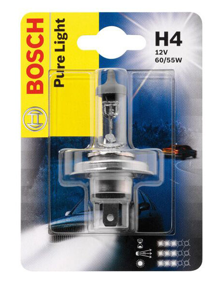 Лампа H4 12V 60/55W P43t Pure light / Bosch / 1987302041