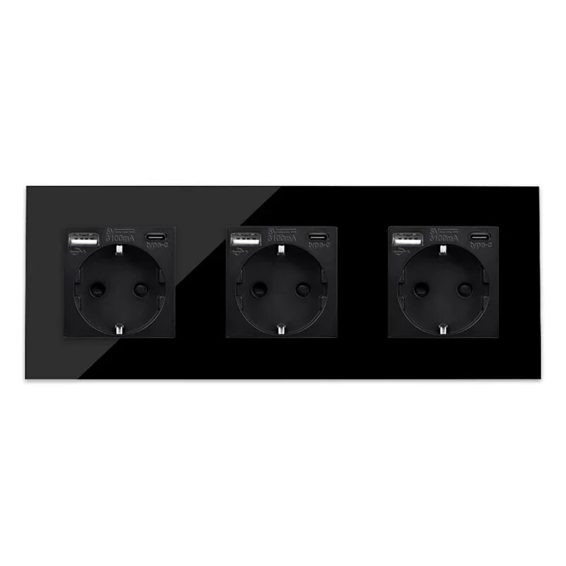 Розетка Bingoelec черная с USB Type-C, black 3