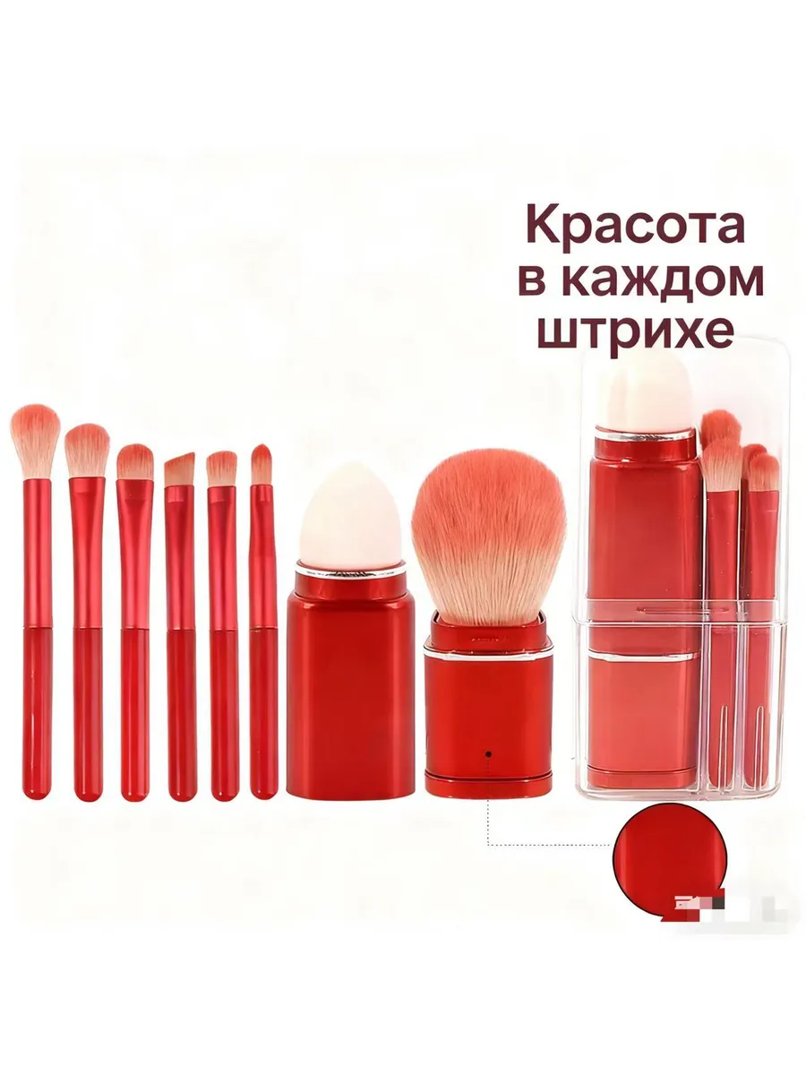 Набор кистей для макияжа 8 шт с натуральными щетинками, мягкие, не осыпаются, для начинающих, для лица, век, губ, бровей