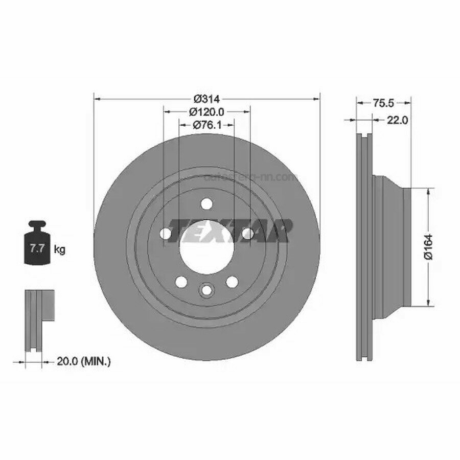 TEXTAR 92121903 Диск тормозной задний с покрытием PRO VOLKSWAGEN TEXTAR 92121903