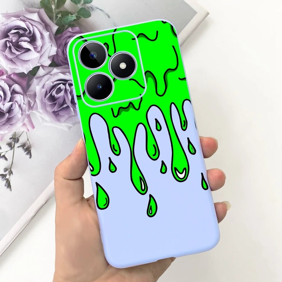 Чехол Realme C51 зеленый с рисунком