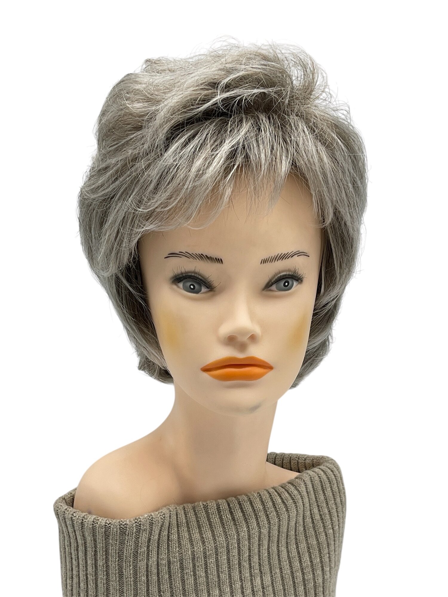 Парик Best Wigs, волнистый, искусственный, термостойкий, короткая стрижка, серый