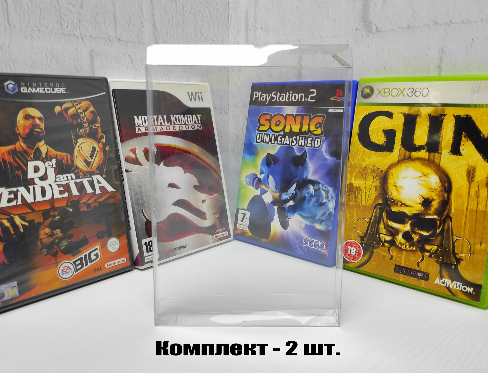 Прозрачная защитная коробка для дисков PS2 Xbox 360 Nintendo Wii GameCube (комплект 2 шт)