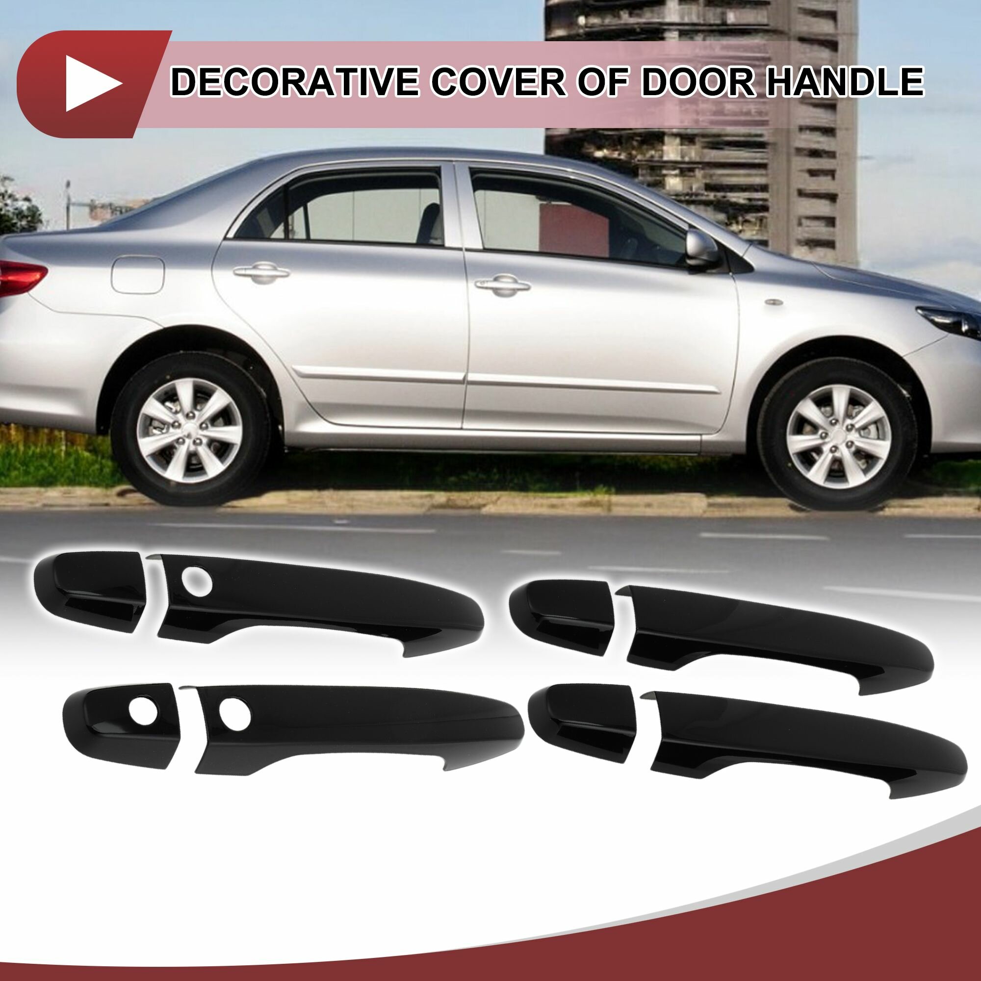 Накладки на дверные ручки Honda CR-V 2012-2016 наружные глянцевые черные ABS комплект с клейкой лентой для тюнинга