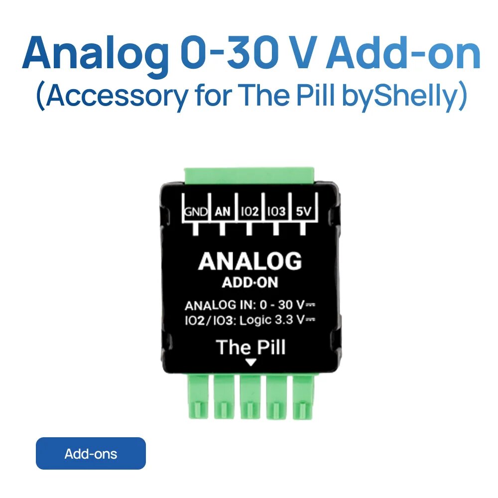 Shelly The Pill с Analog 0-30 V Addon